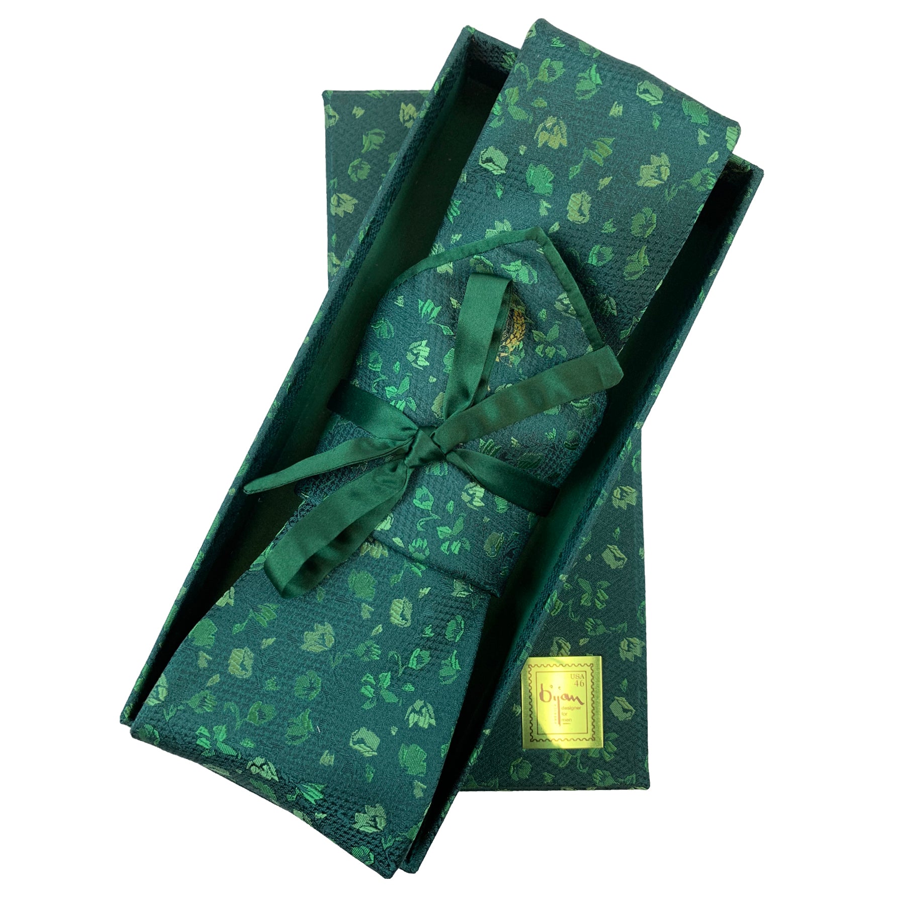 Bijan Green Pure Silk Tie Set – House of Bijan