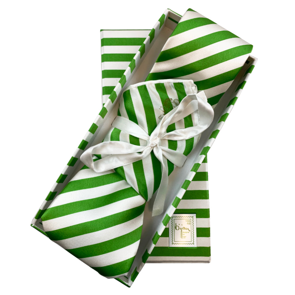 Bijan Ivory and Green Pure Silk Tie Set – House of Bijan