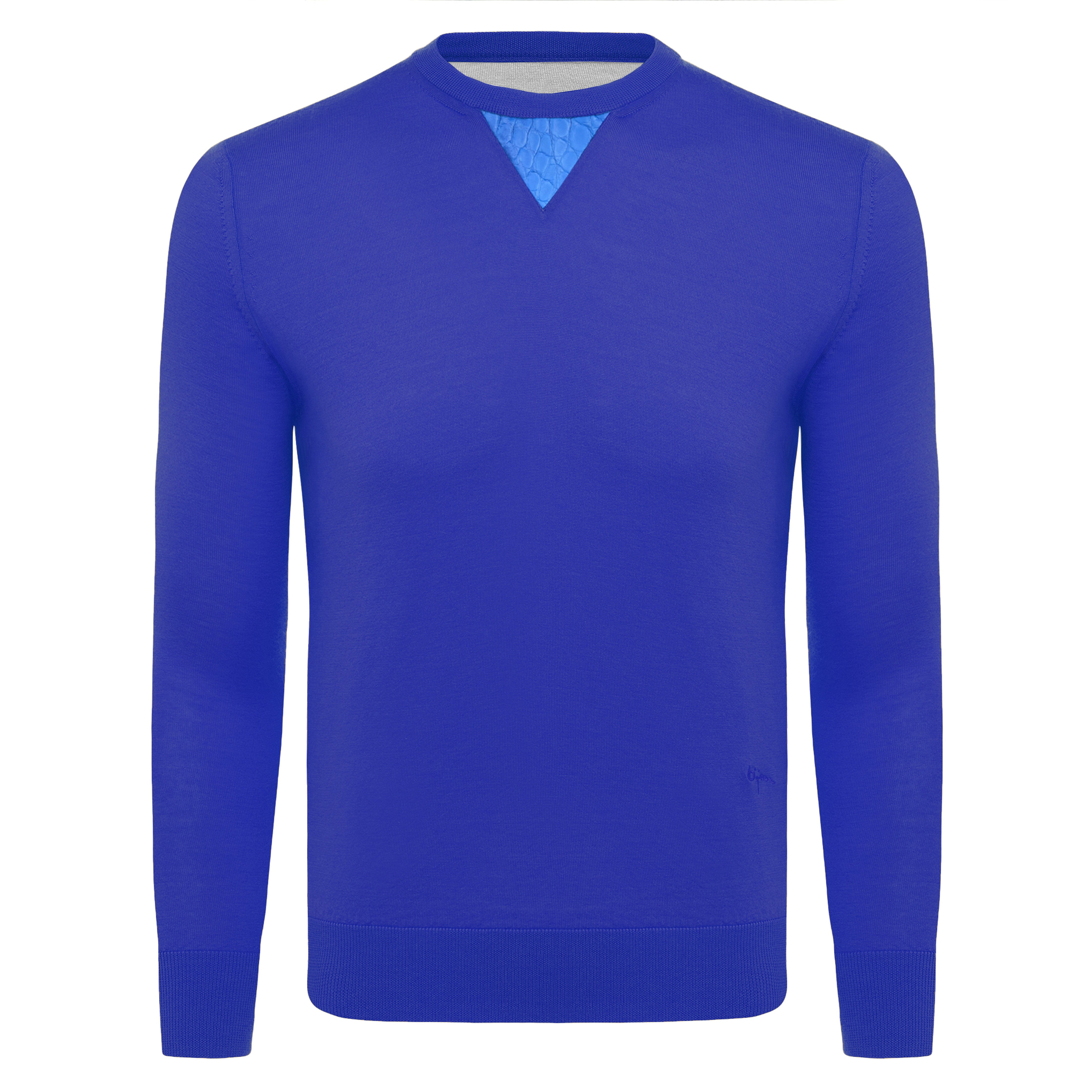 Cashmere and Silk French Blue Sweater with Alligator Detail – House of ...