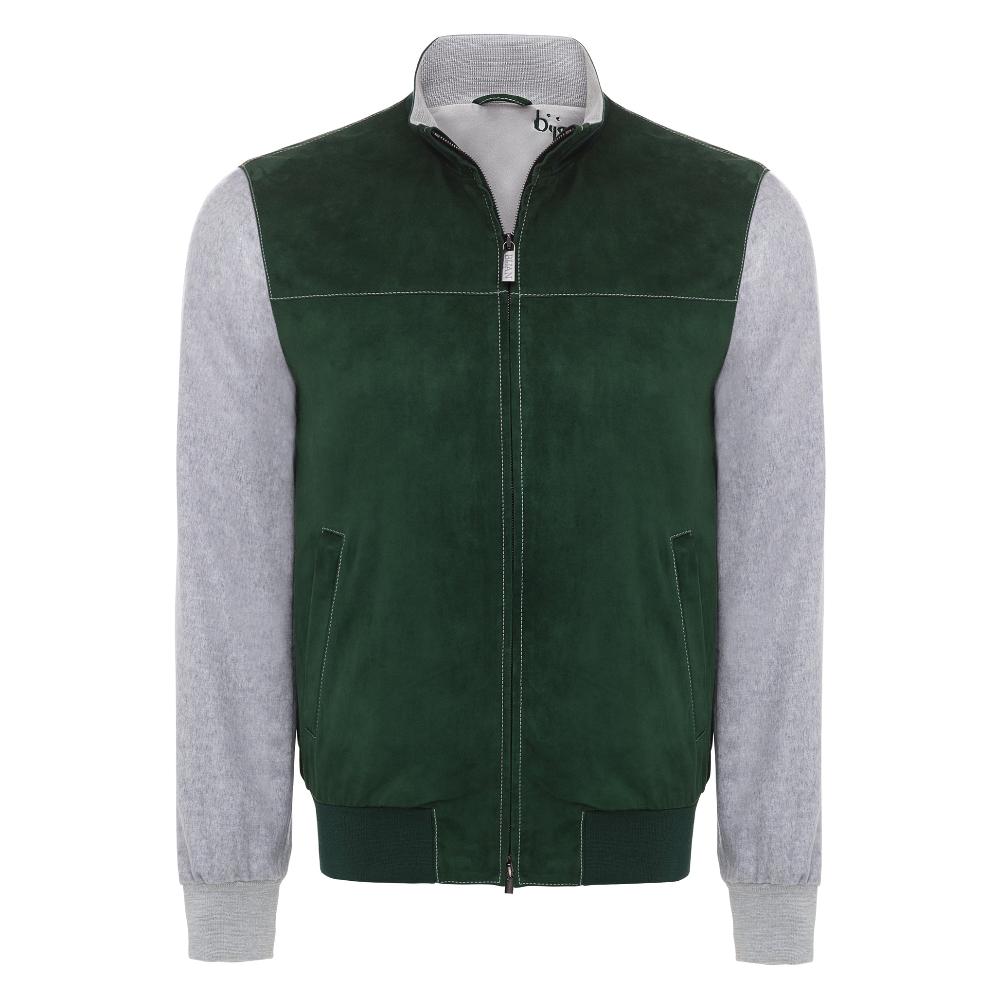 Forest Green and Grey Suede and Cashmere Jacket – House of Bijan