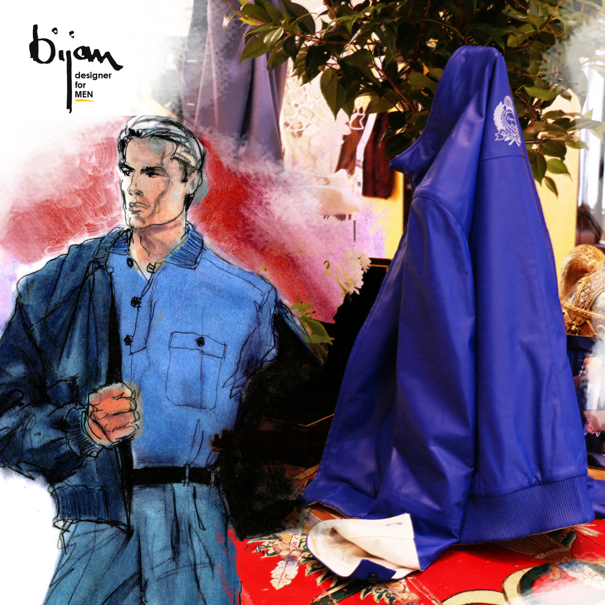 Special Order French Blue Reversible Leather Jacket – House of Bijan