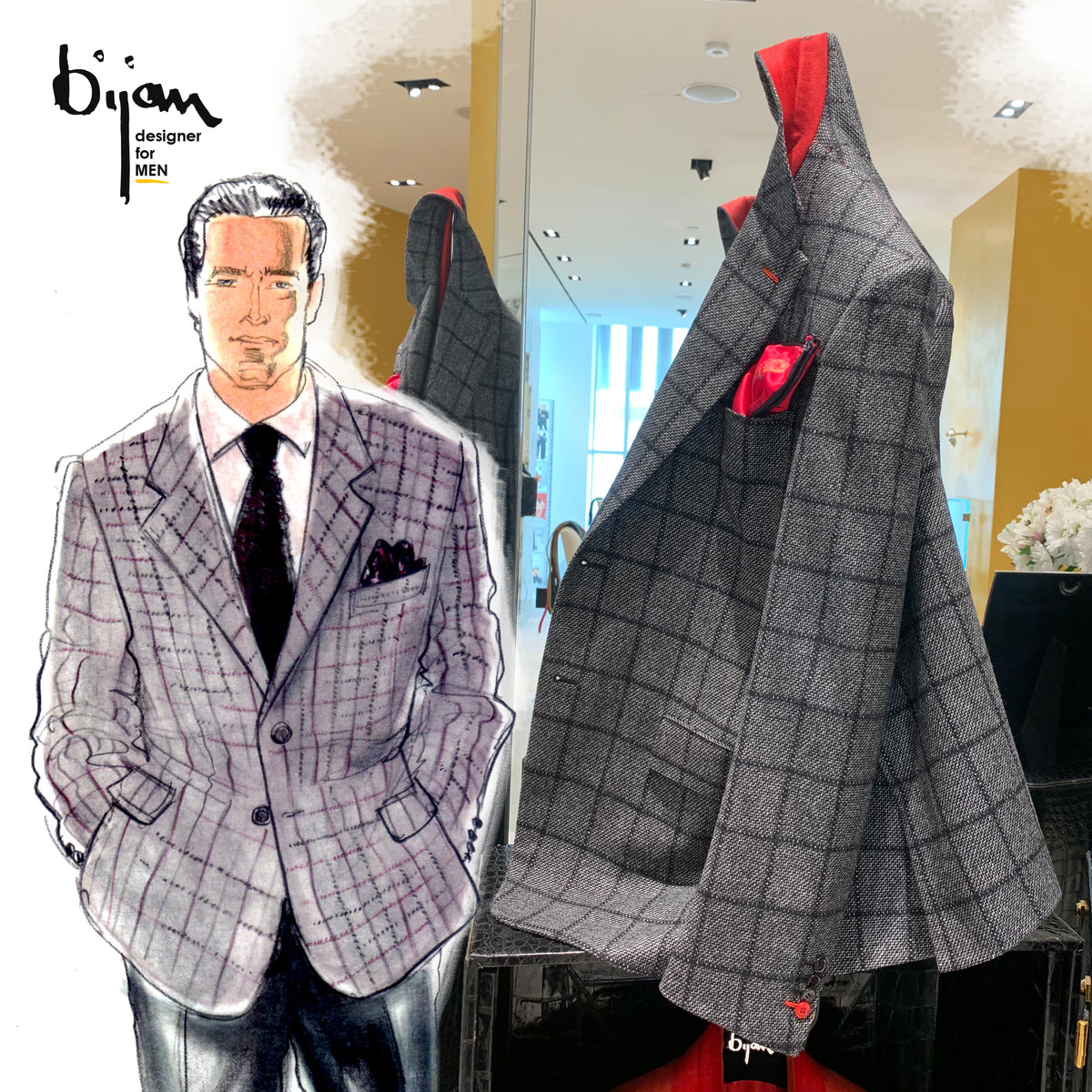 Special Order Charcoal Grey Plaid Cashmere Jacket – House of Bijan