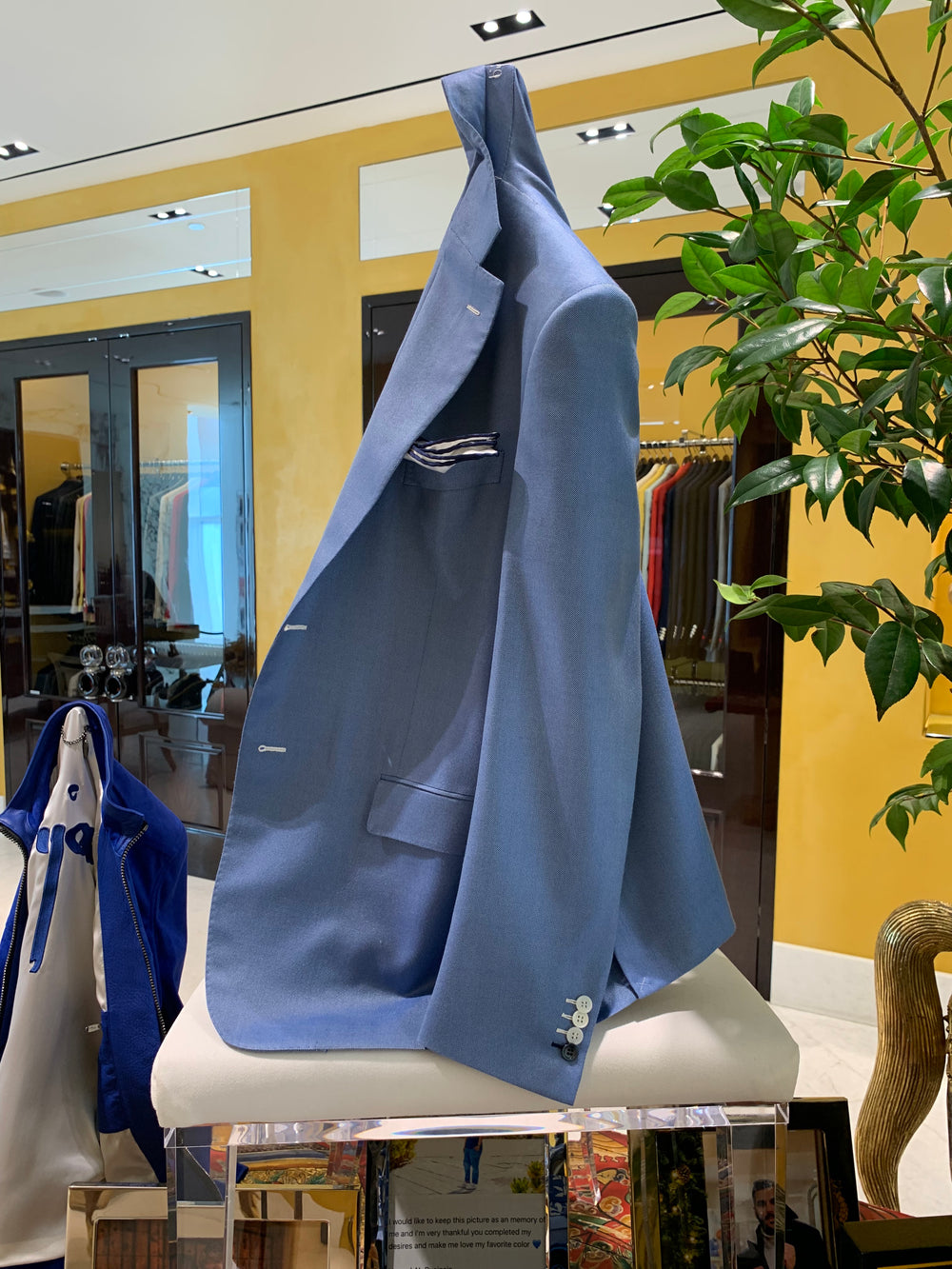 Special Order Sky Blue Wool & Silk Jacket – House of Bijan
