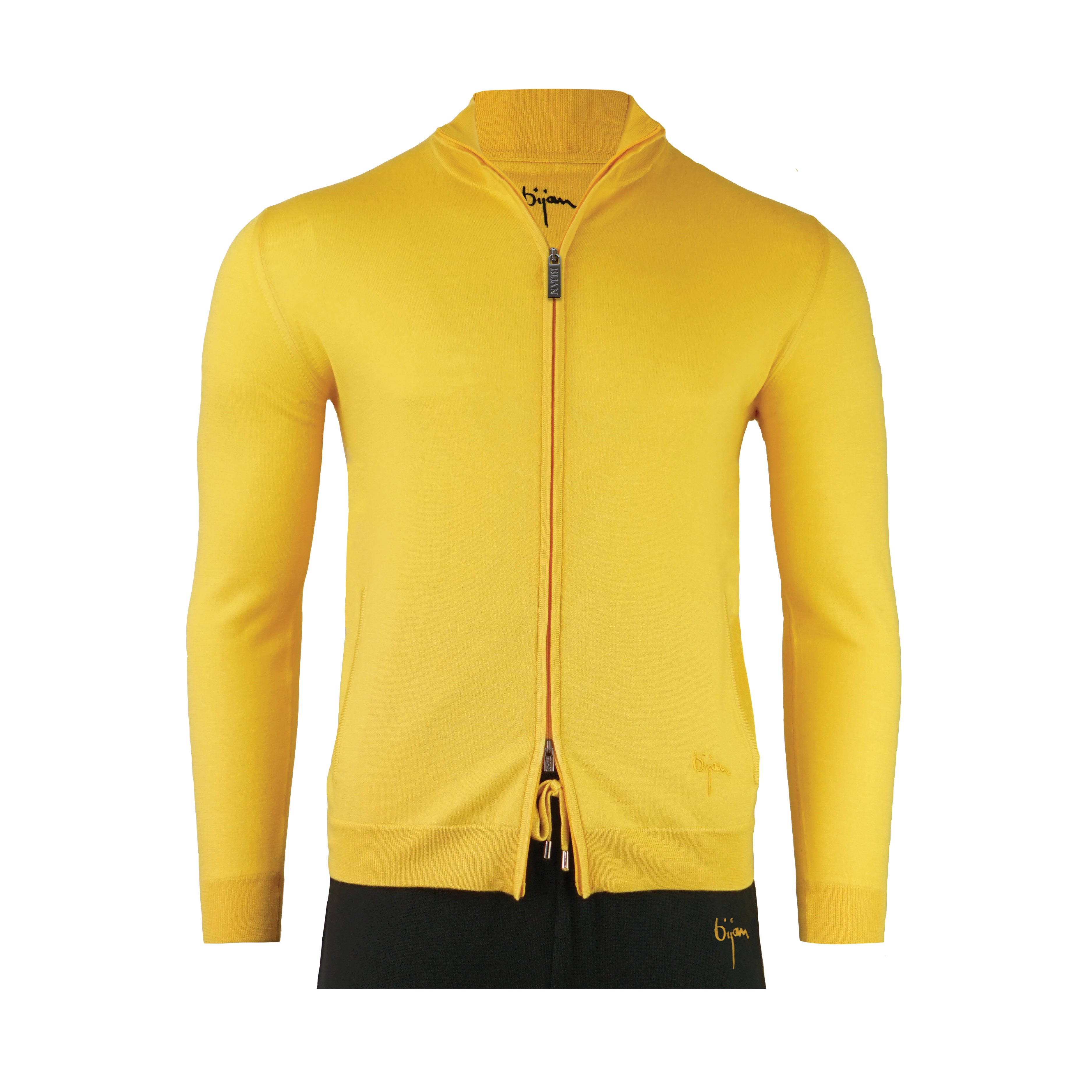 Silk and Cashmere Yellow Cardigan – House of Bijan