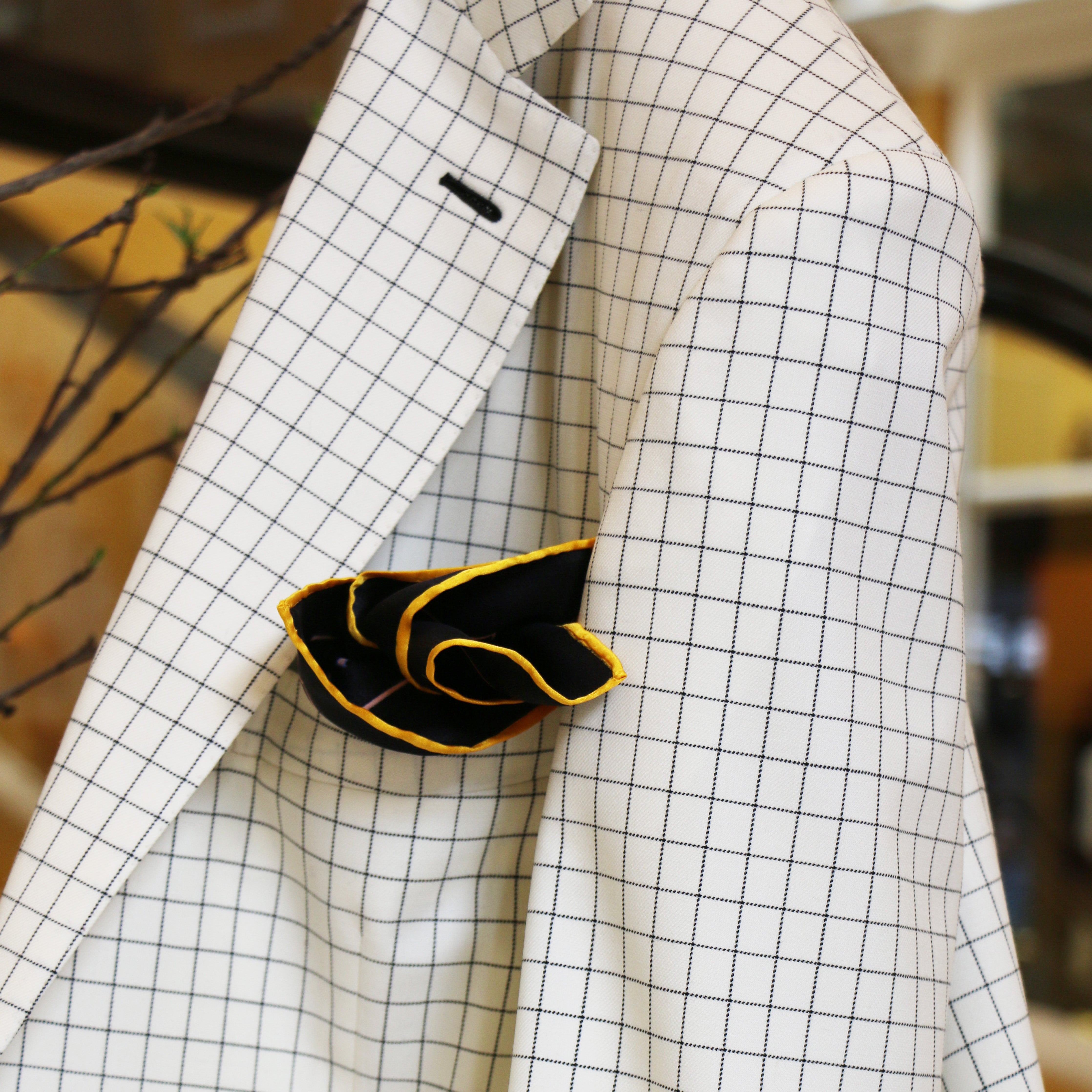 Special Order White Wool Checkered Jacket – House of Bijan