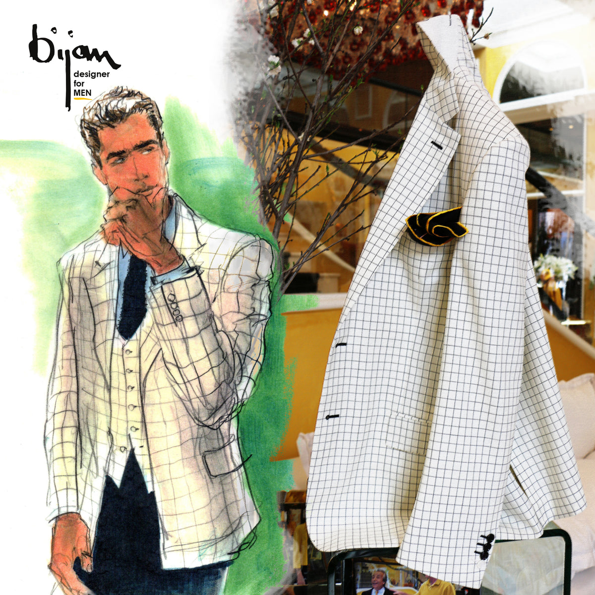 Special Order White Wool Checkered Jacket – House of Bijan